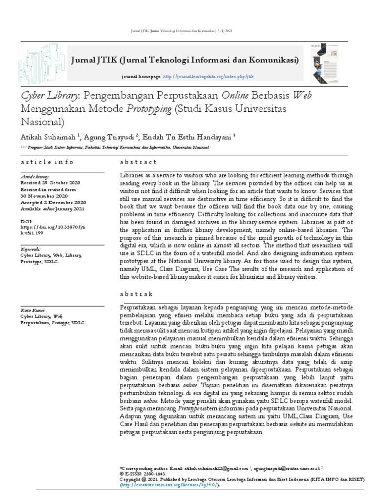 Cyber Library: Pengembangan Perpustakaan Online Berbasis Web Menggunakan Metode Prototyping ...