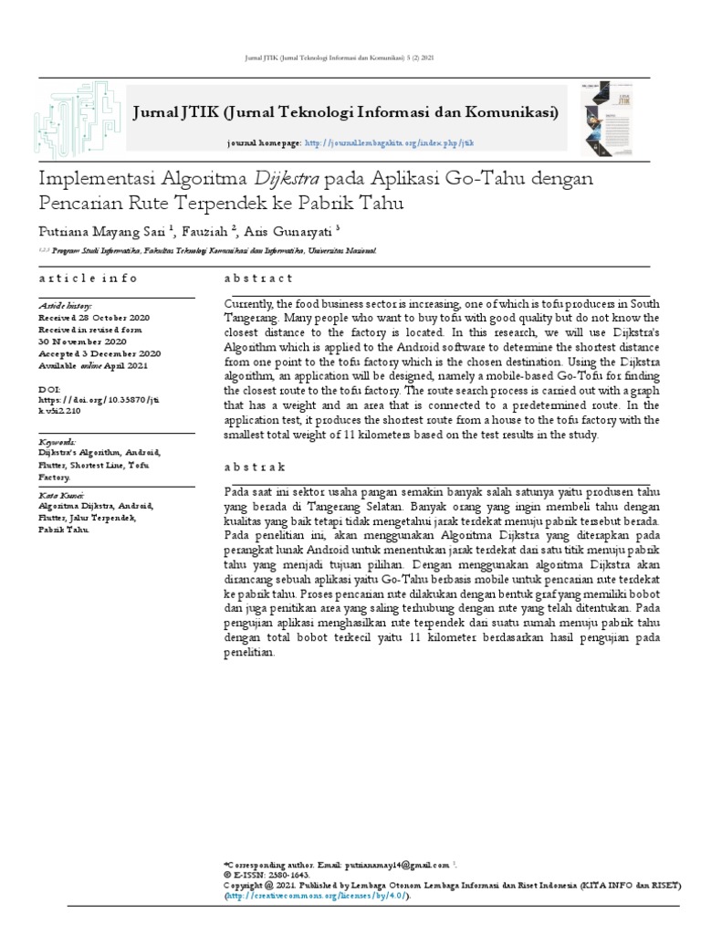 Implementasi Algoritma Dijkstra Pada Aplikasi Go-Tahu Dengan Pencarian ...