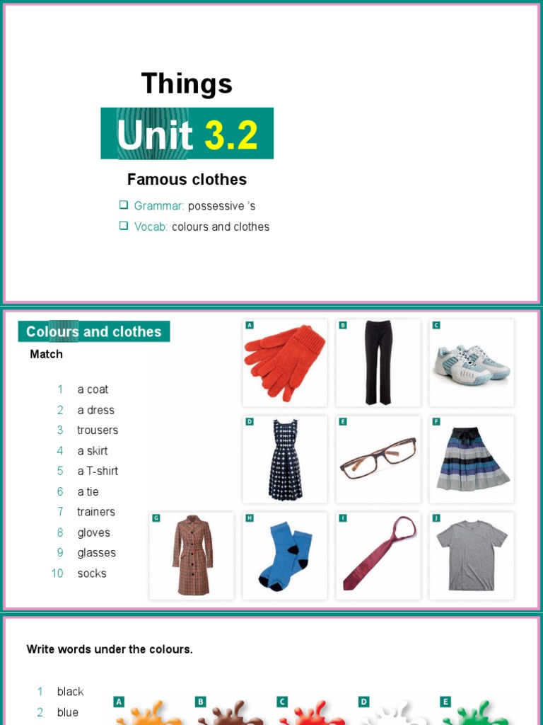 Grammar and Vocabulary: Clothes & Colors | PDF