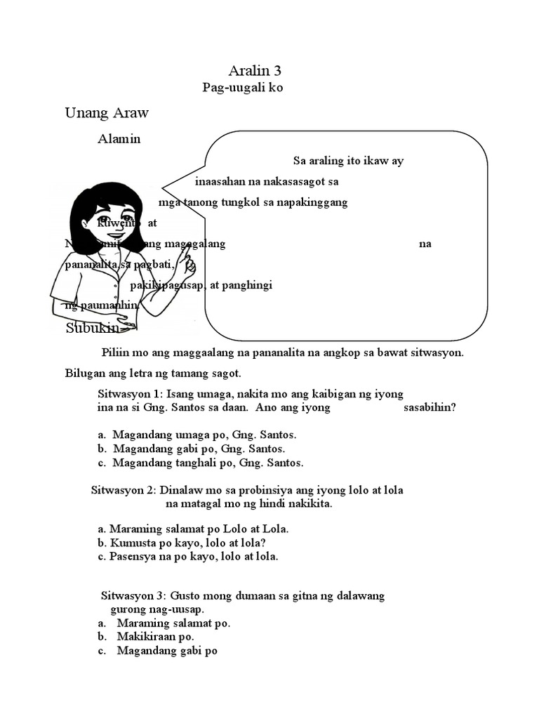 ADM-FILIPINO Q1 W3 Pag-Uugali Ko 5 EDITED | PDF