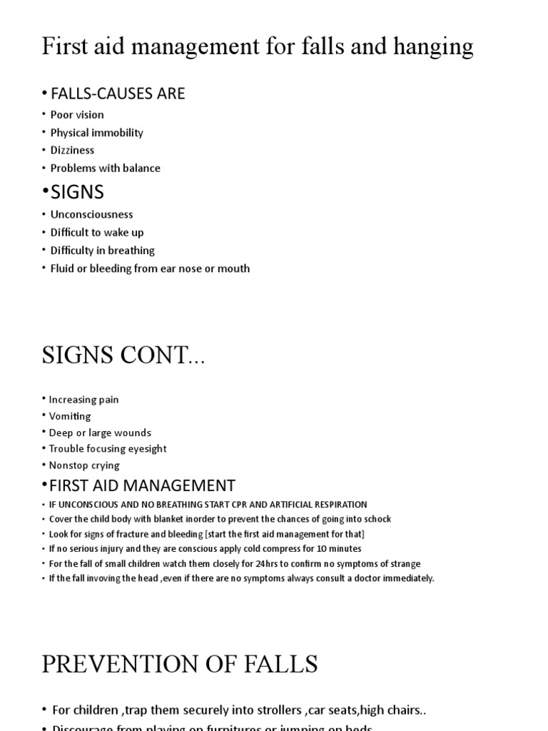 First Aid for Falls and Hanging Injuries | PDF | Self-Improvement ...