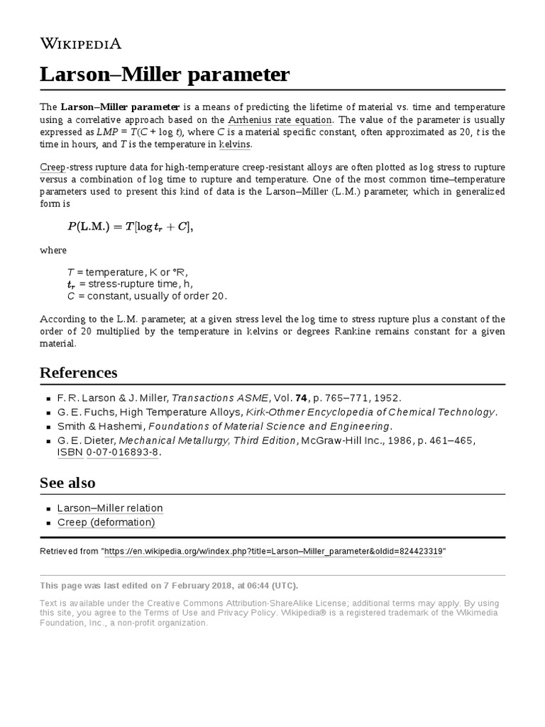 Larson-Miller Parameter | PDF