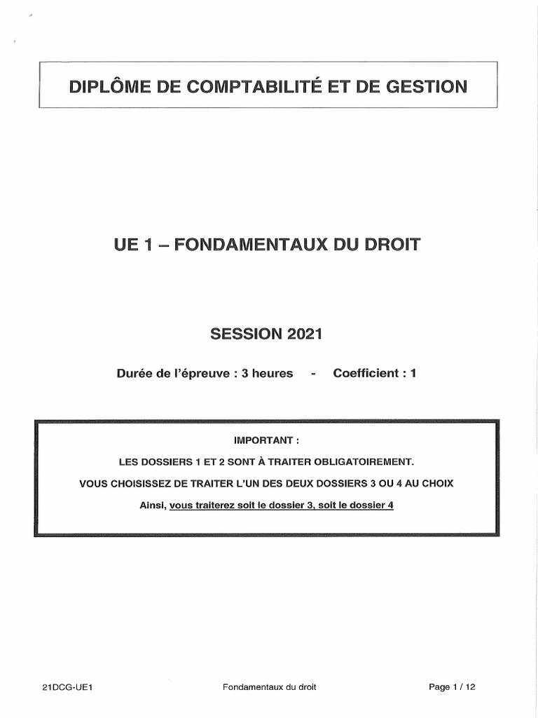 DCG 2021 Ue1 Introduction Au Droit | PDF