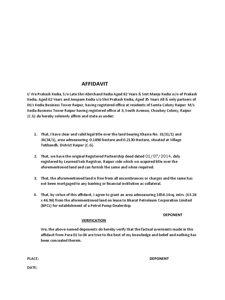 Affidavit: Deponent Verification | PDF