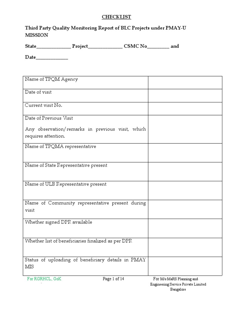 Checklist - BLC - New Format | PDF | Concrete | Infrastructure