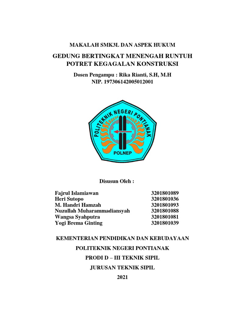 Makalah SMK3L Dan Aspek Hukum | PDF | Teknologi & Rekayasa