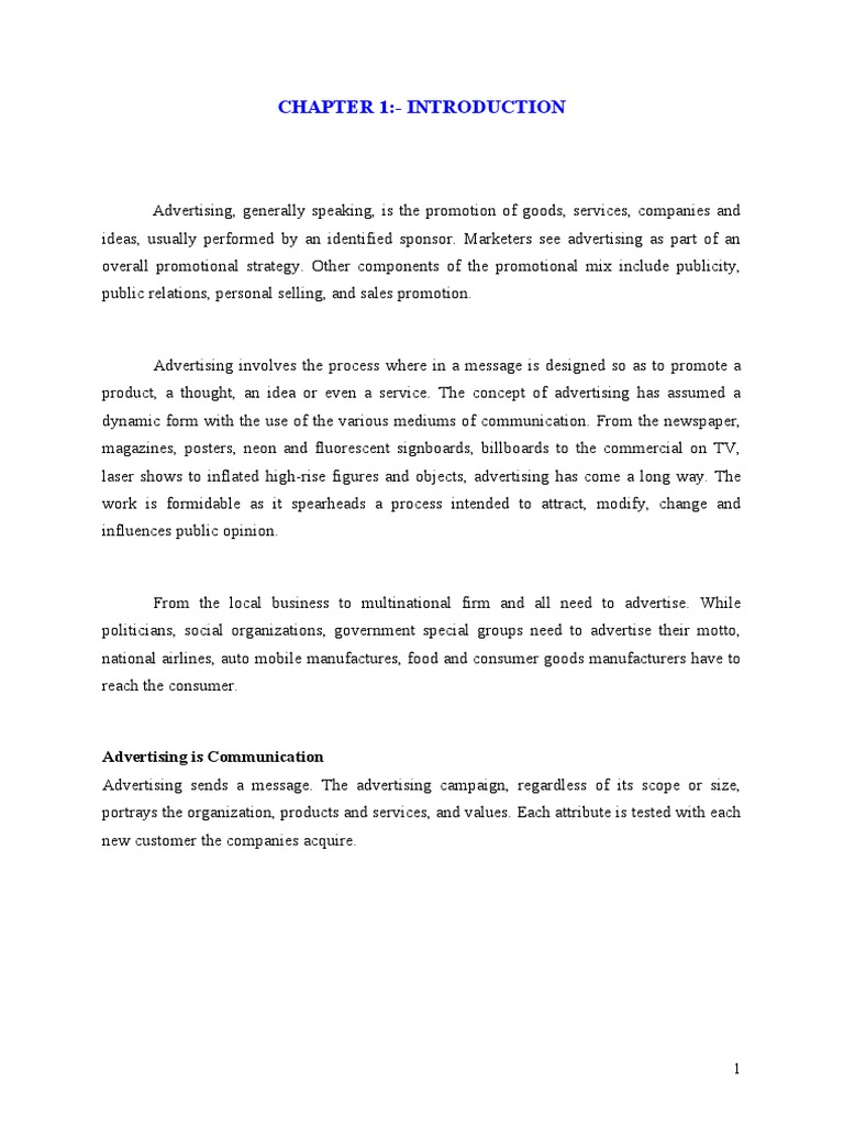Chapter 1:-Introduction: Advertising Is Communication | PDF ...