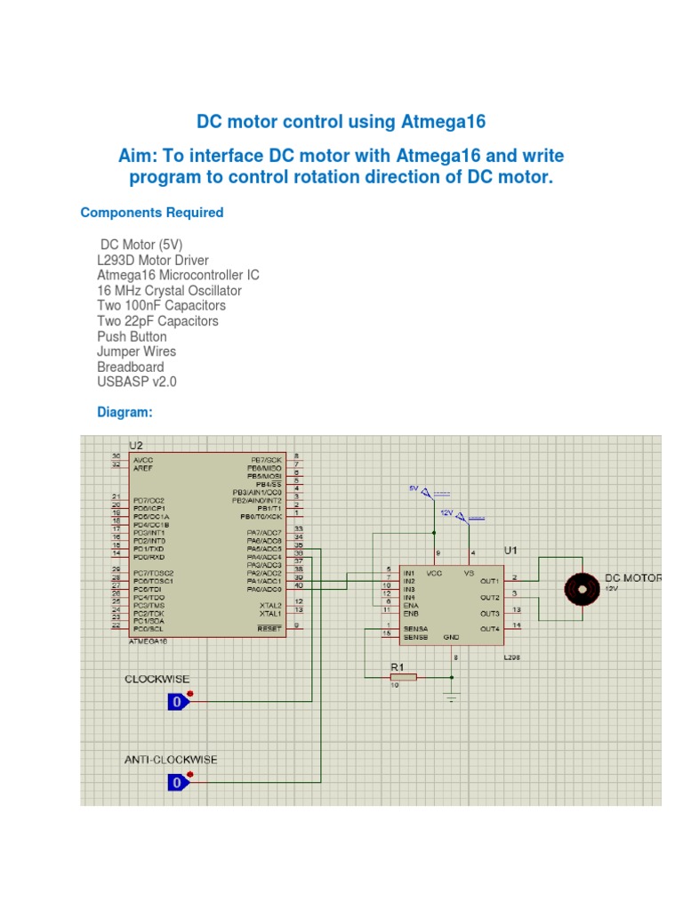 DC Motor Control Using Atmega16 | PDF | Electric Motor | Direct Current