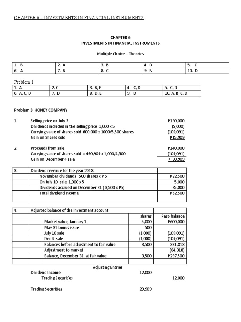 Answer-Key Chapter-6 Revised | PDF | Dividend | Investing