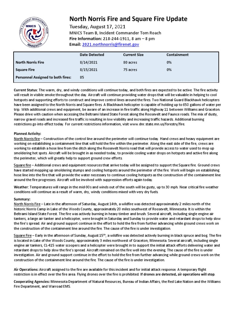 08.17.2021 - North Norris and Square Fire Fact Sheet | PDF | Wildfire ...