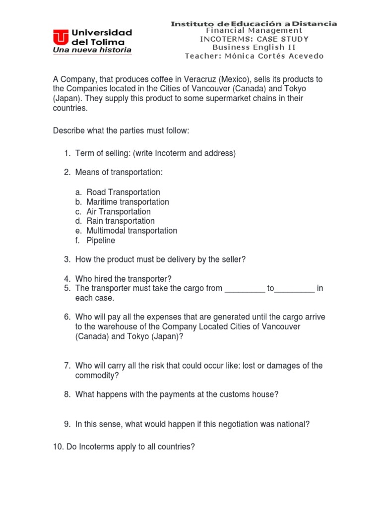Incoterms Case Study | PDF