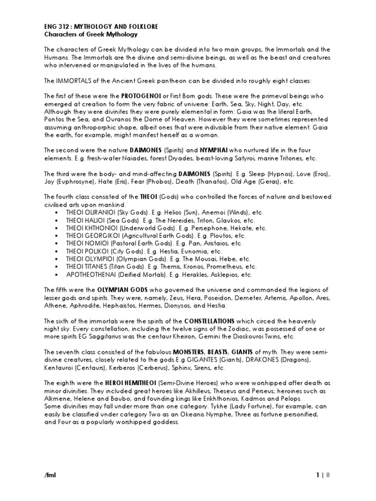 Overview of Greek Mythology Characters | PDF | Trojan War | Helen Of Troy