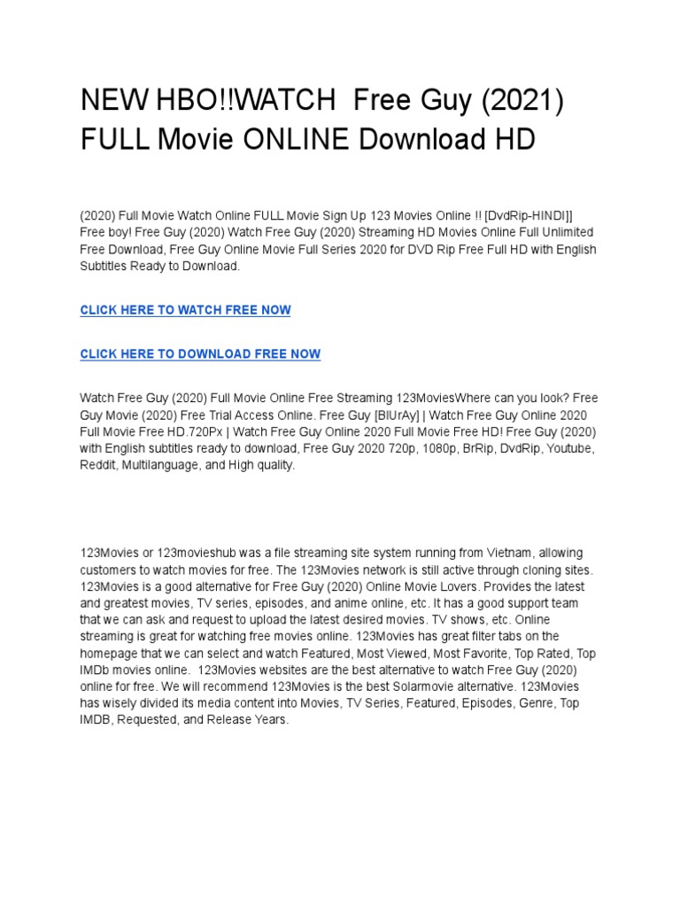 New Hbo!!Watch Free Guy (2021) Full Movie Online Download HD | PDF ...