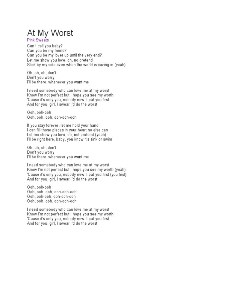 Love Me at My Worst Lyrics | PDF
