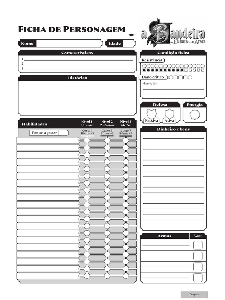 A Bandeira Do Elefante e Da Arara - Ficha de Personagem | PDF