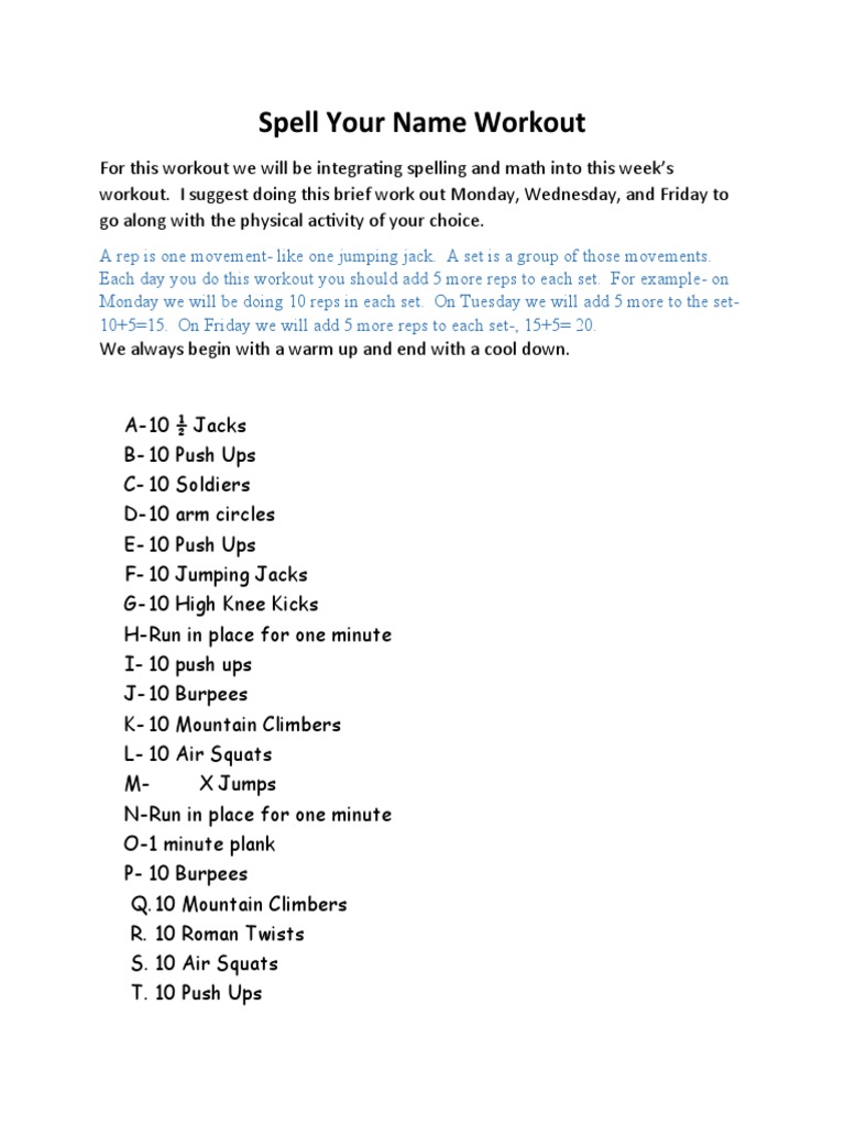 Spell Your Name Workout | PDF