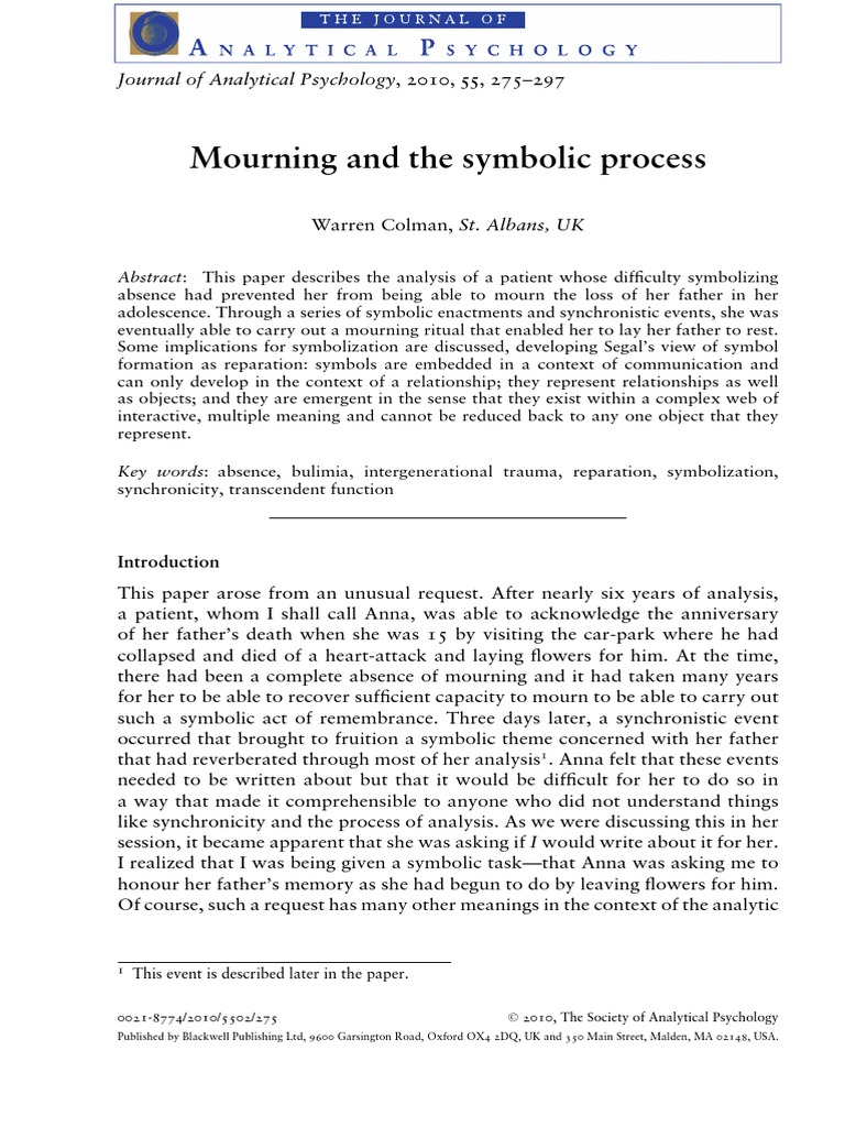 Mourning and The Symbolic Process | PDF | Psychoanalysis | Thought