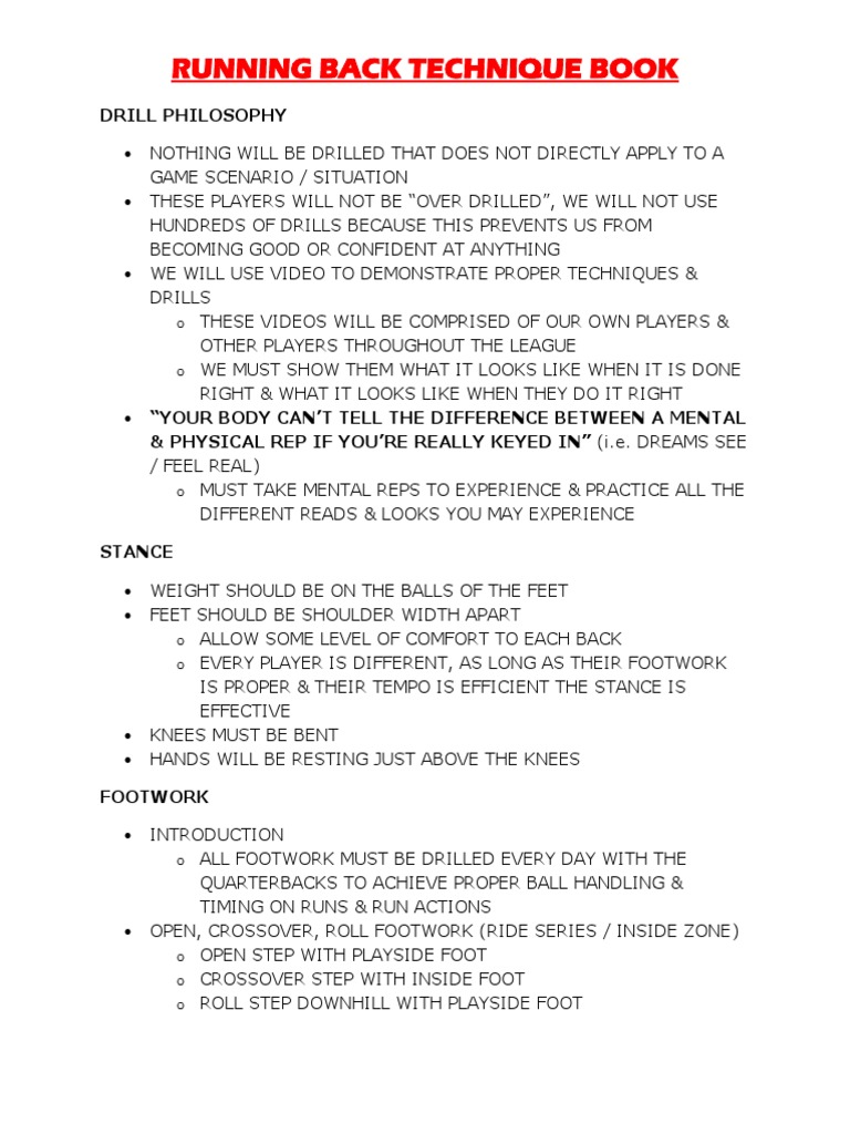 Running Back Drills and Techniques Guide | PDF | American Football ...