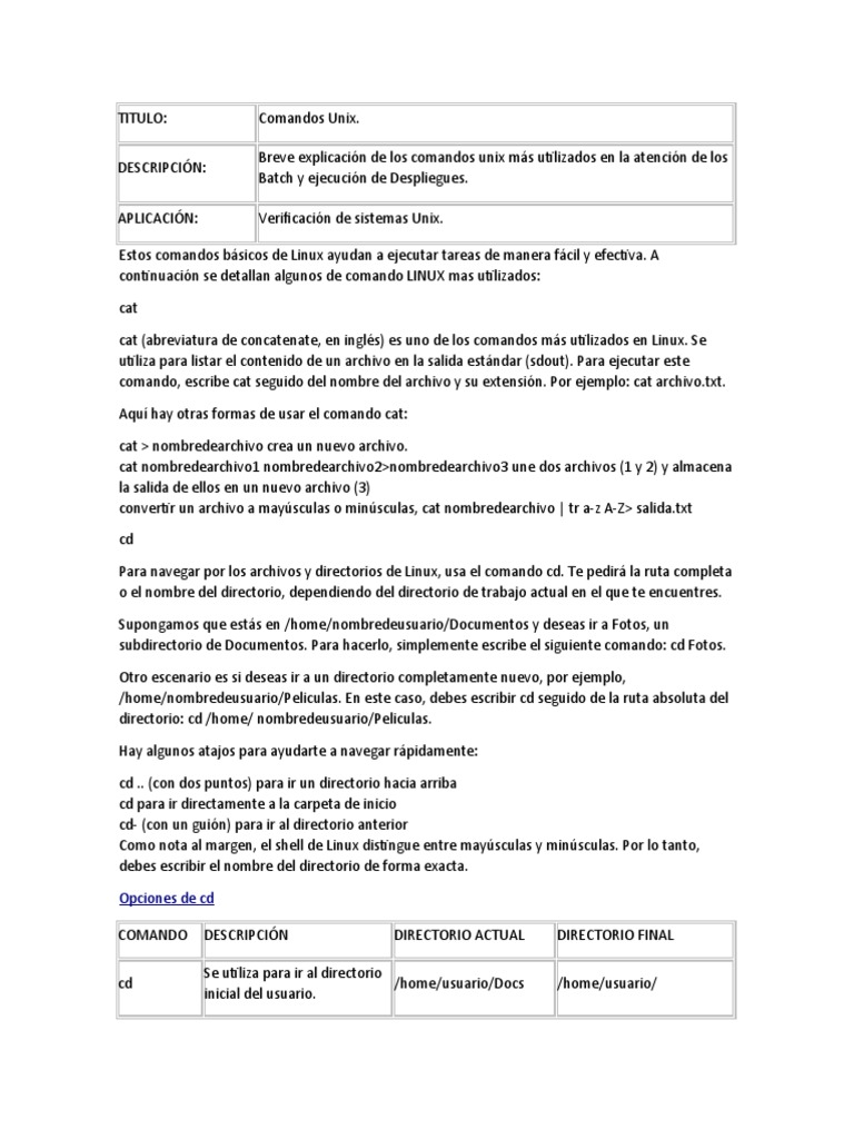 Comandos Unix | PDF | Archivo de computadora | Directorio (Computación)