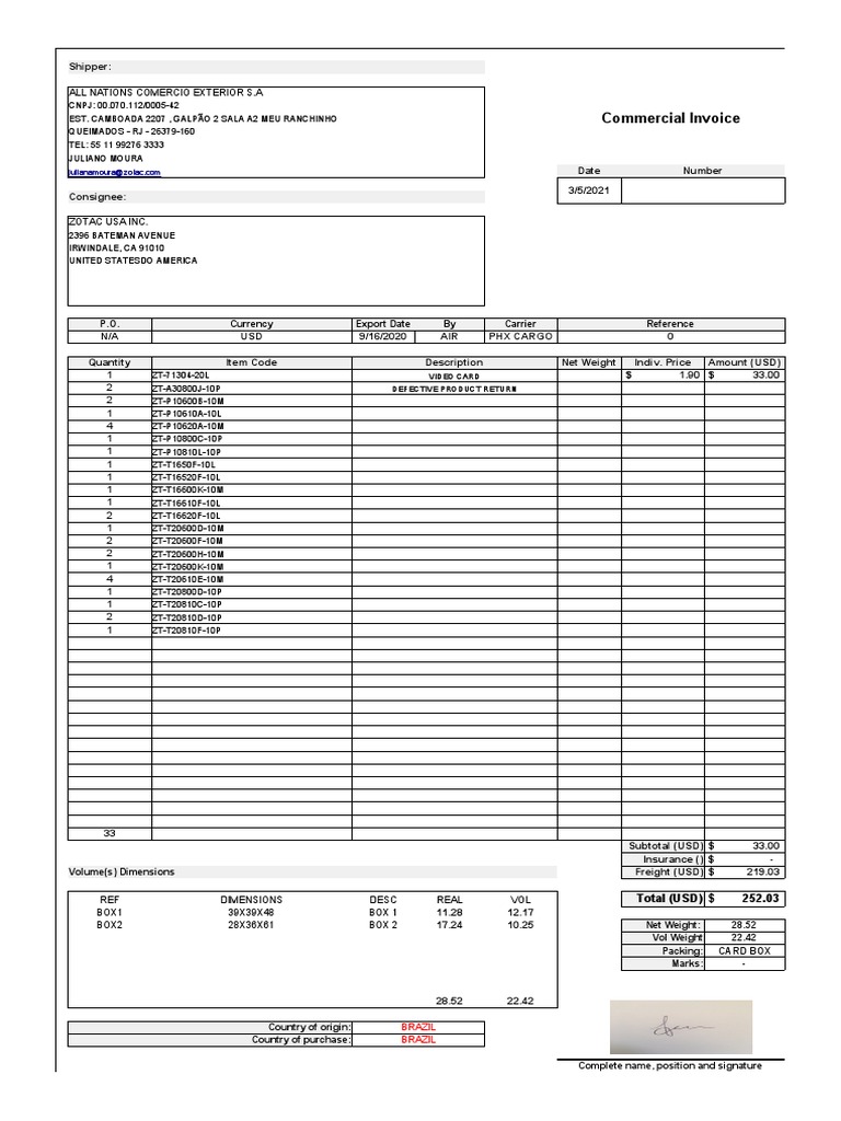 INVOICE Zotac | PDF | Compatibles con PC Ibm | Introducciones ...