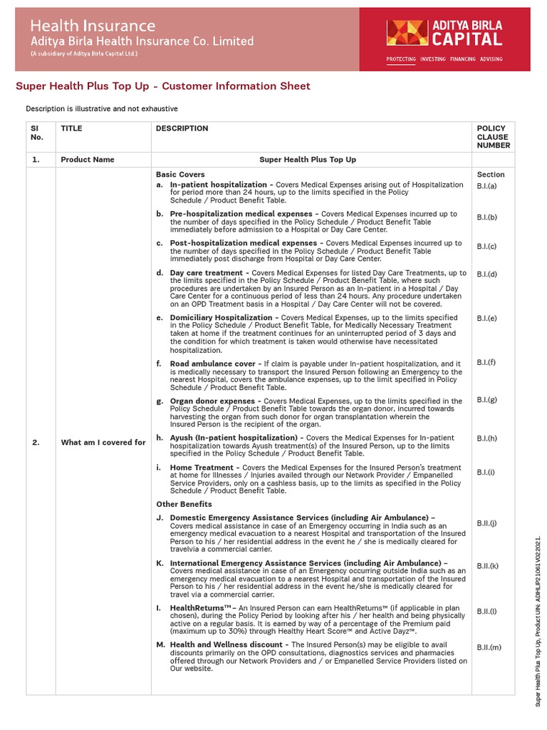 Customer Information Sheet | PDF | Insurance | Deductible