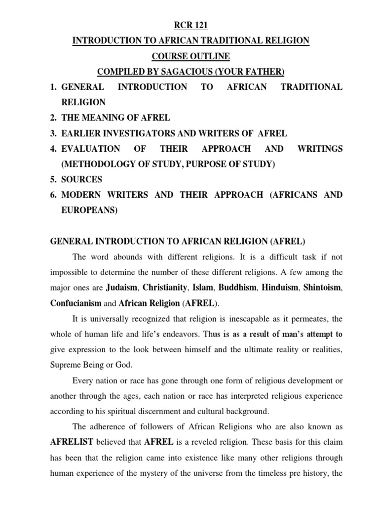 Introduction to African Traditional Religion | PDF | God | Religious ...