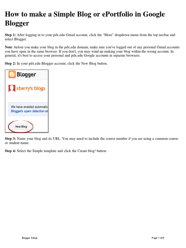 How To Make A Simple Blog or Eportfolio in Google Blogger | PDF | Blog ...
