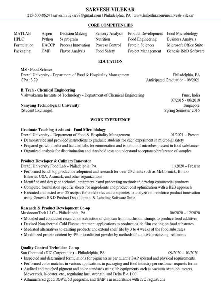 Food Science Career Profile | PDF | Foods