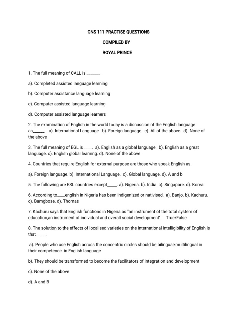 Gns 111 by Royal Prince | PDF