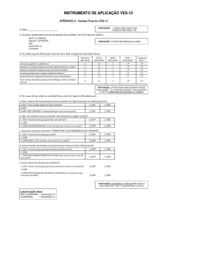 IVCF-20: Índice de vulnerabilidade clínico-funcional para idosos | PDF ...