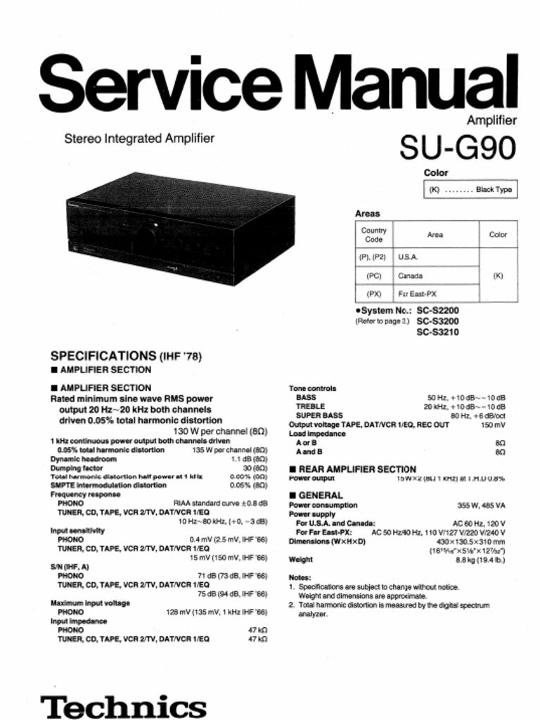 Technics SU-G90 Specifications Overview | PDF | Business | Law