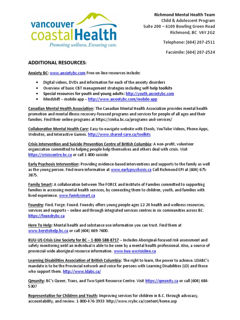 Cymh Resource Package May 2018 | PDF | Mental Disorder | Psychotherapy