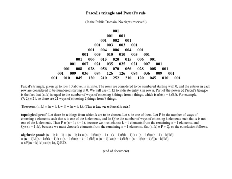 Pascal's Triangle Explained | PDF