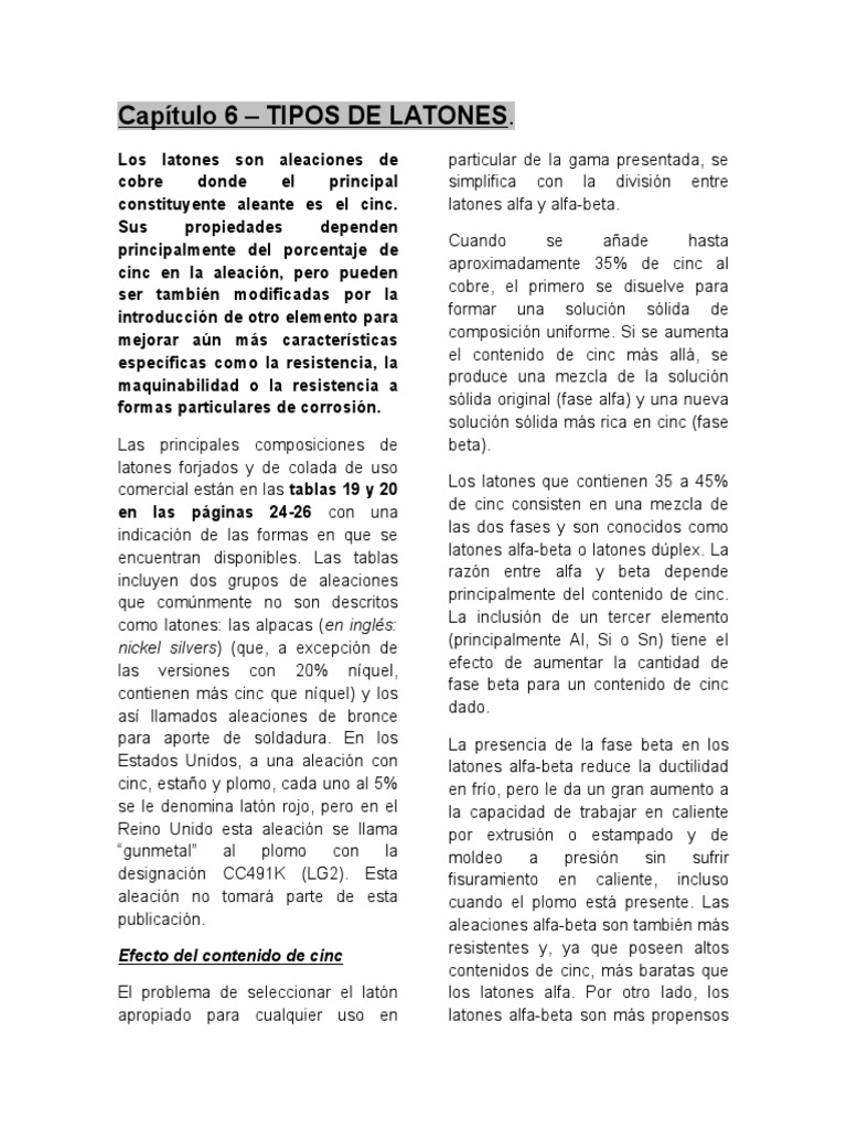 117-Section-6-Tipos de Latones Rev 2 | PDF | Latón | Cobre