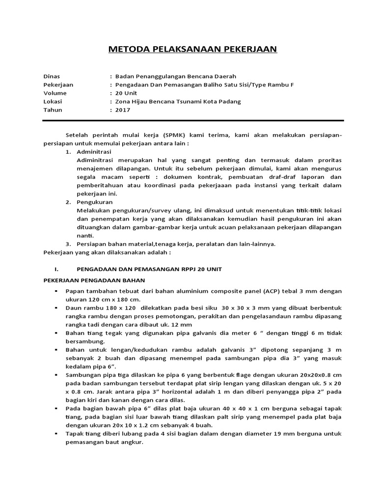 Metoda & Spek Rambu Tiang F | PDF