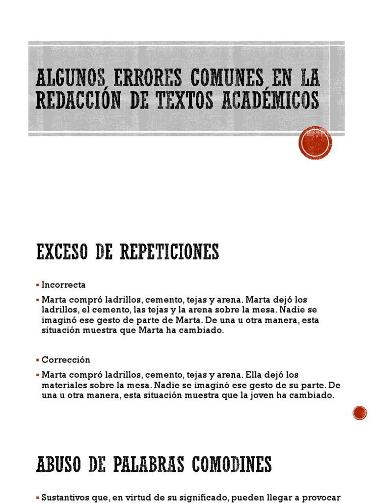 Algunos Errores Comunes en La Redacción de Textos | PDF | Palabra ...