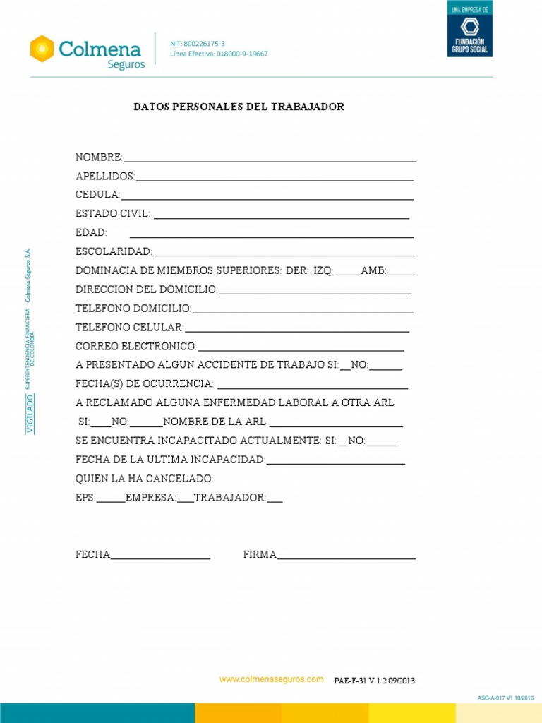 Actualización Datos Personales Del Trabajador e Historia Laboral | PDF