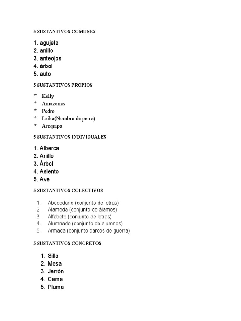 Tipos de Sustantivos Comunes y Propios | PDF | Artes del Lenguaje y ...