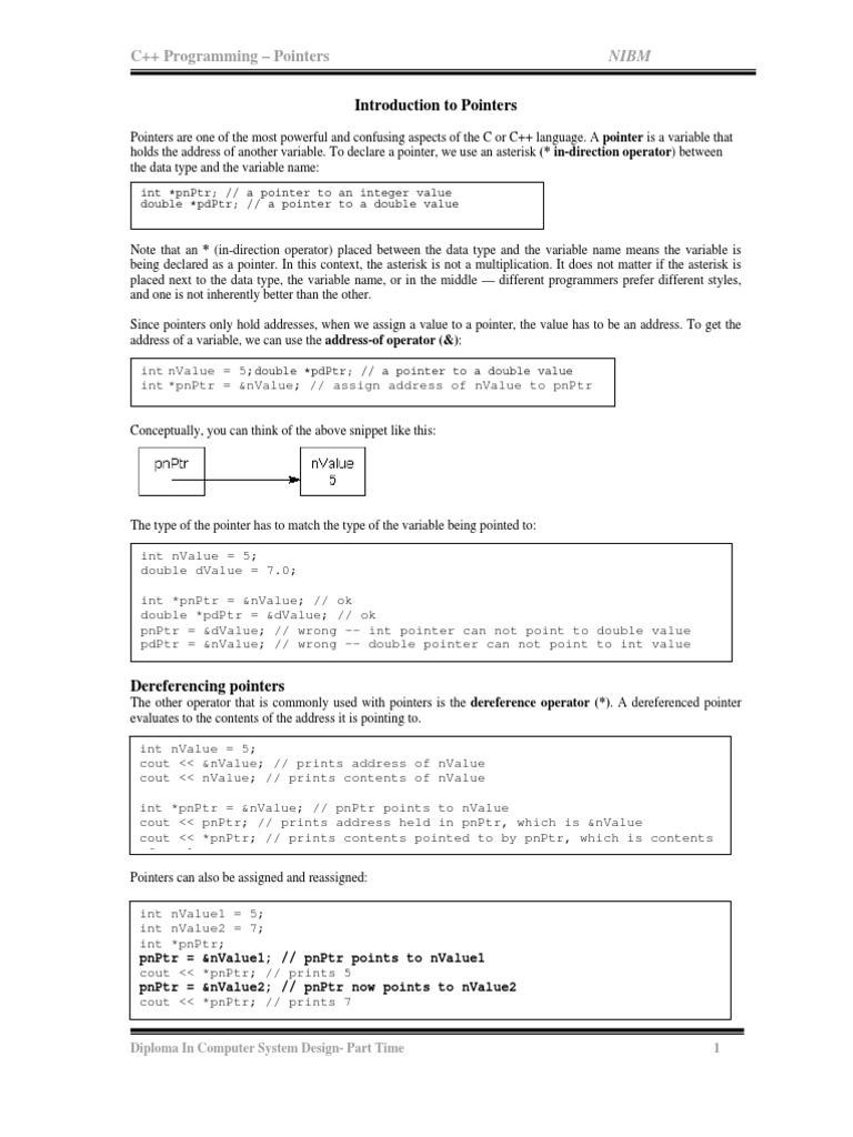 Pointers | Download Free PDF | Pointer (Computer Programming) | Integer (Computer Science)
