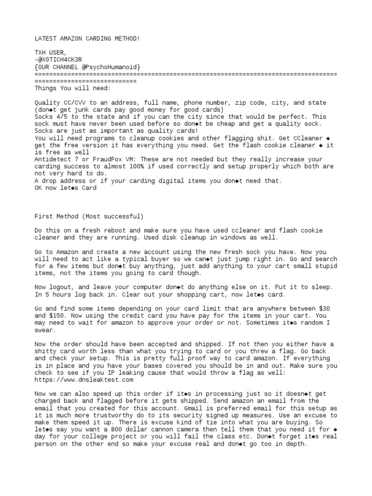 Amazon Carding Method by @x0tich4ck3r | PDF | Http Cookie | Computing