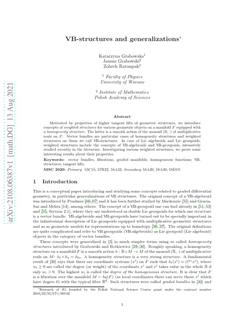 VB-structures and Generalizations | PDF | Differentiable Manifold | Vector Space