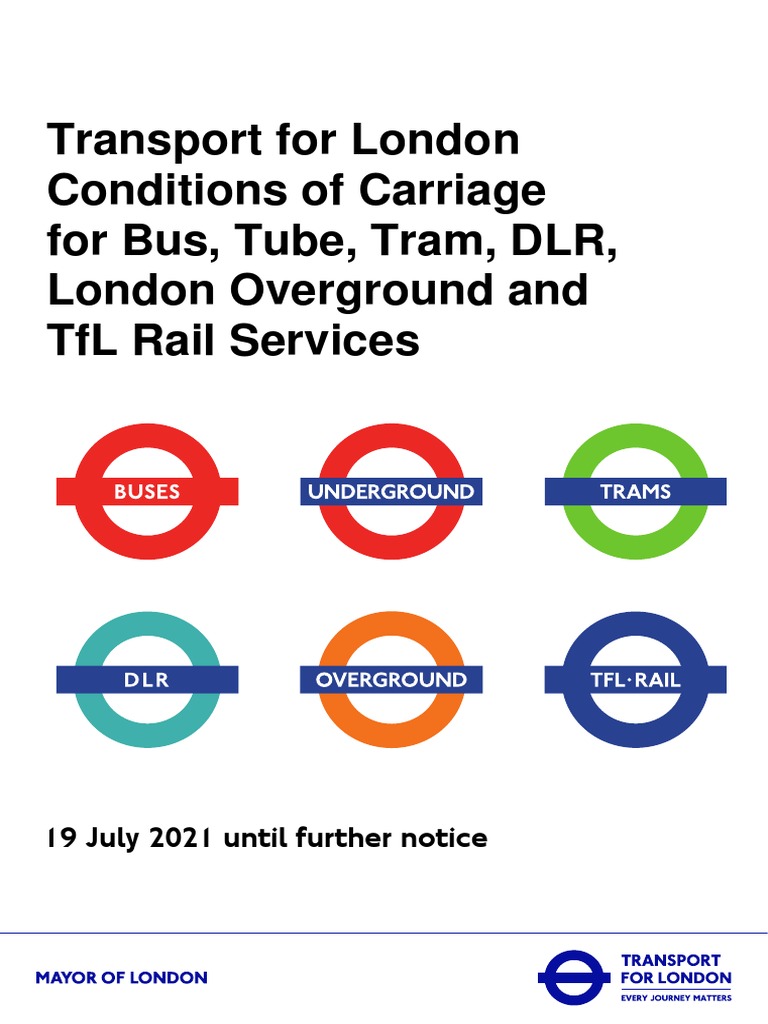 Transport For London Conditions of Carriage For Bus, Tube, Tram, DLR ...