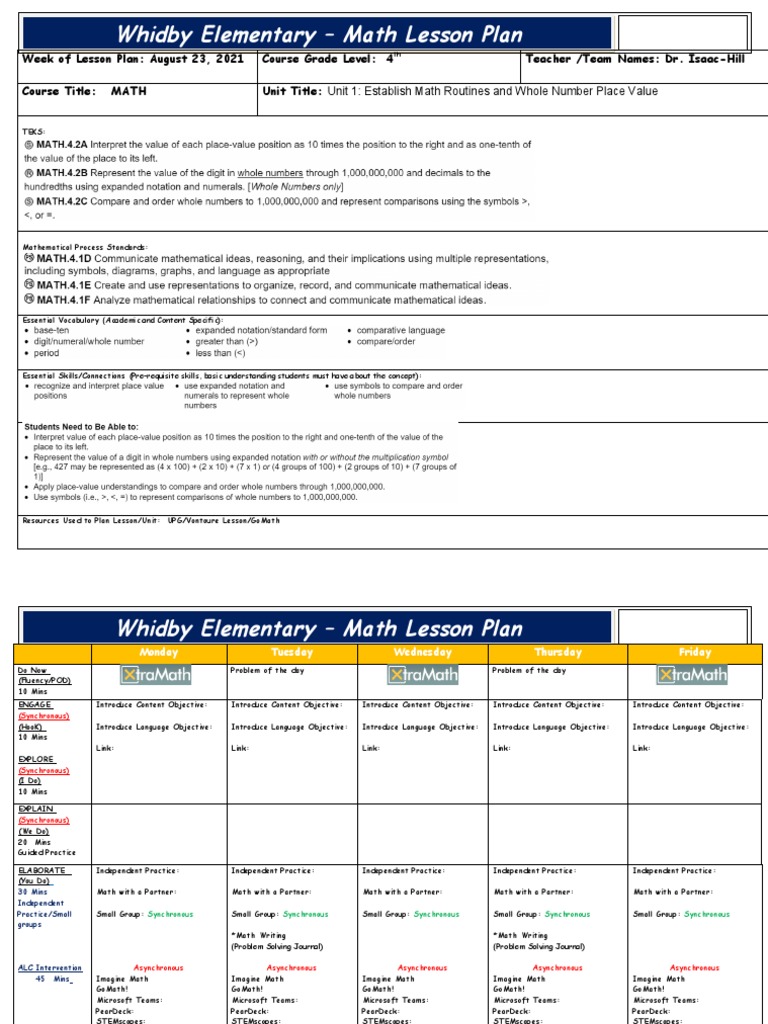 Math Lesson Plan Exemplar 2021-2022 | PDF | Mathematics | Lesson Plan