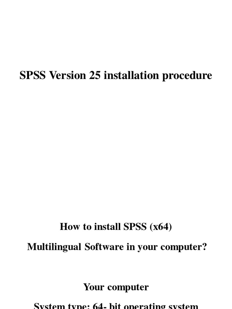 SPSS Version 25 Installation Procedure | PDF | Spss | System Software