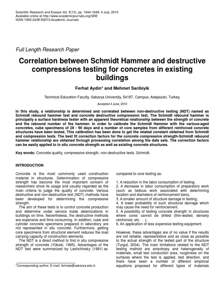 Schmidt Hammer Test | PDF | Concrete | Nondestructive Testing