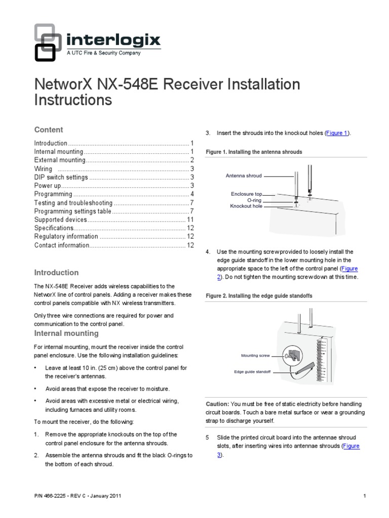 Networx Nx-548E Receiver Installation Instructions: Content | PDF ...