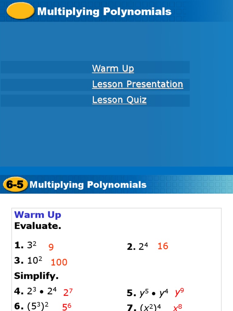 Multiplication of Polynomials | PDF | Area | Polynomial