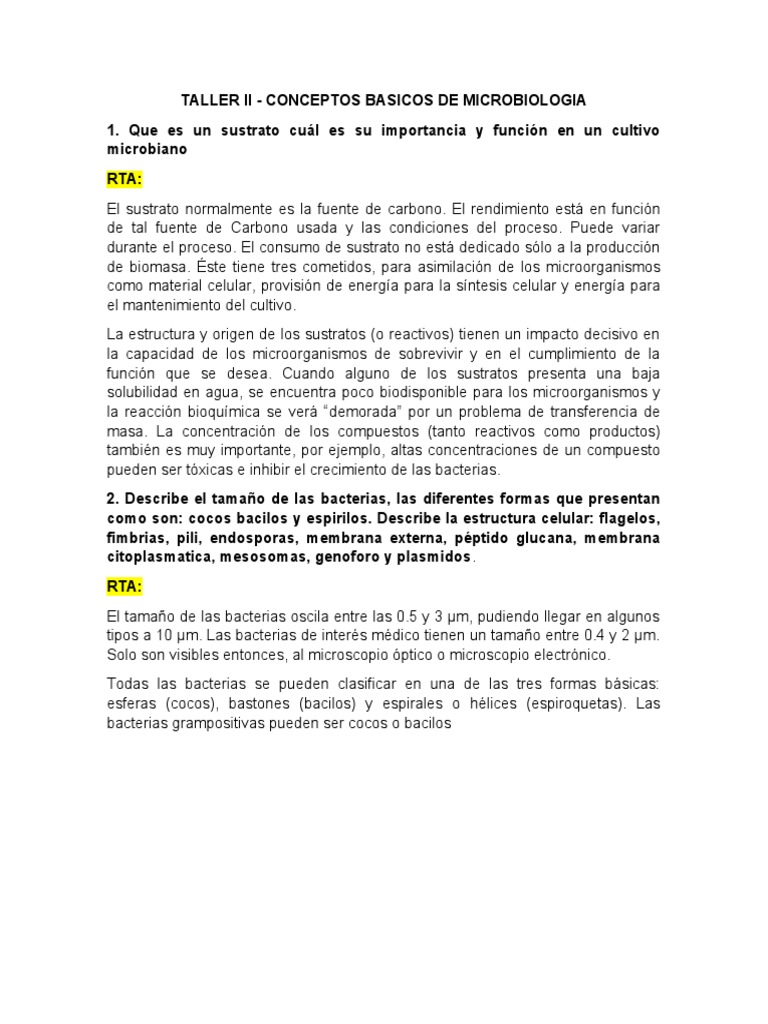 001-Taller Ii Conceptos Basicos de Microbiologia-Sharyl Condia.1 | PDF | Las bacterias | Catálisis