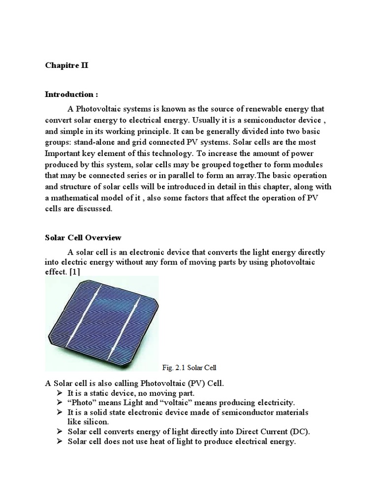Chapitre II | PDF | Photovoltaics | Solar Cell
