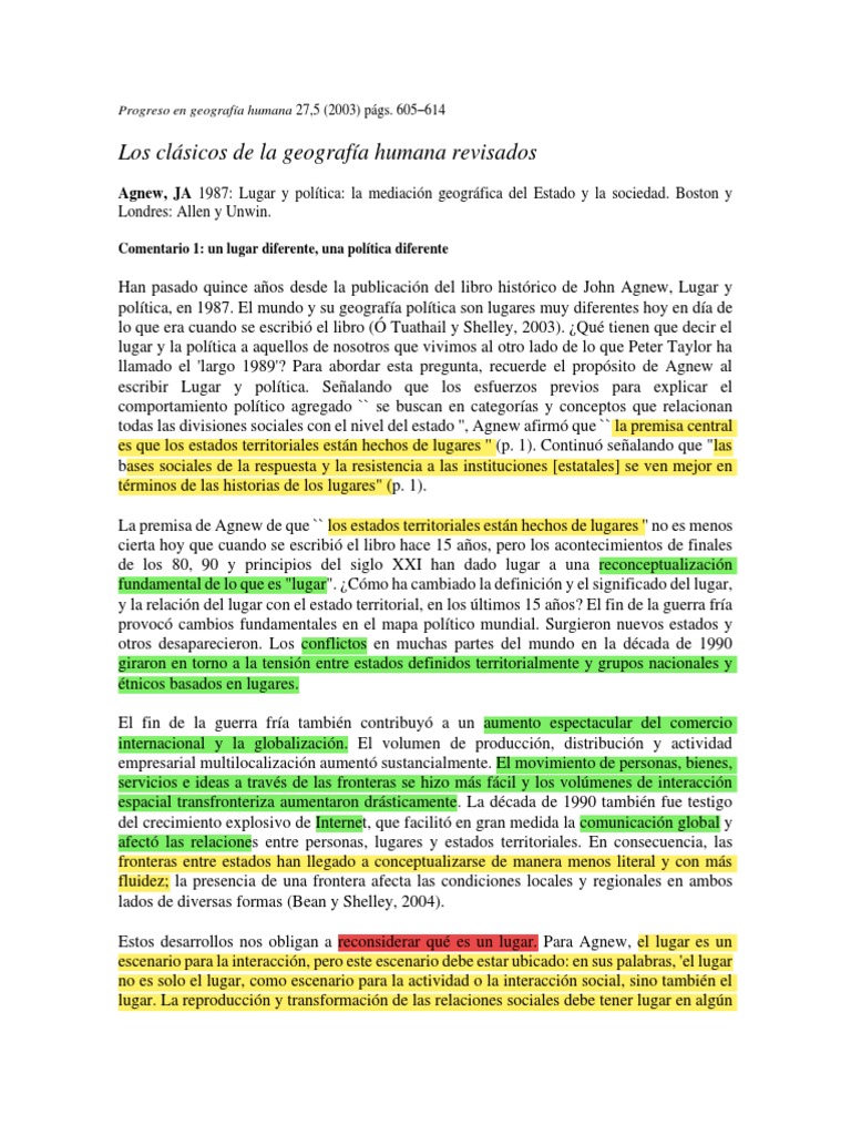 Progreso en Geografía Humana Español | PDF | Teoría | Globalización